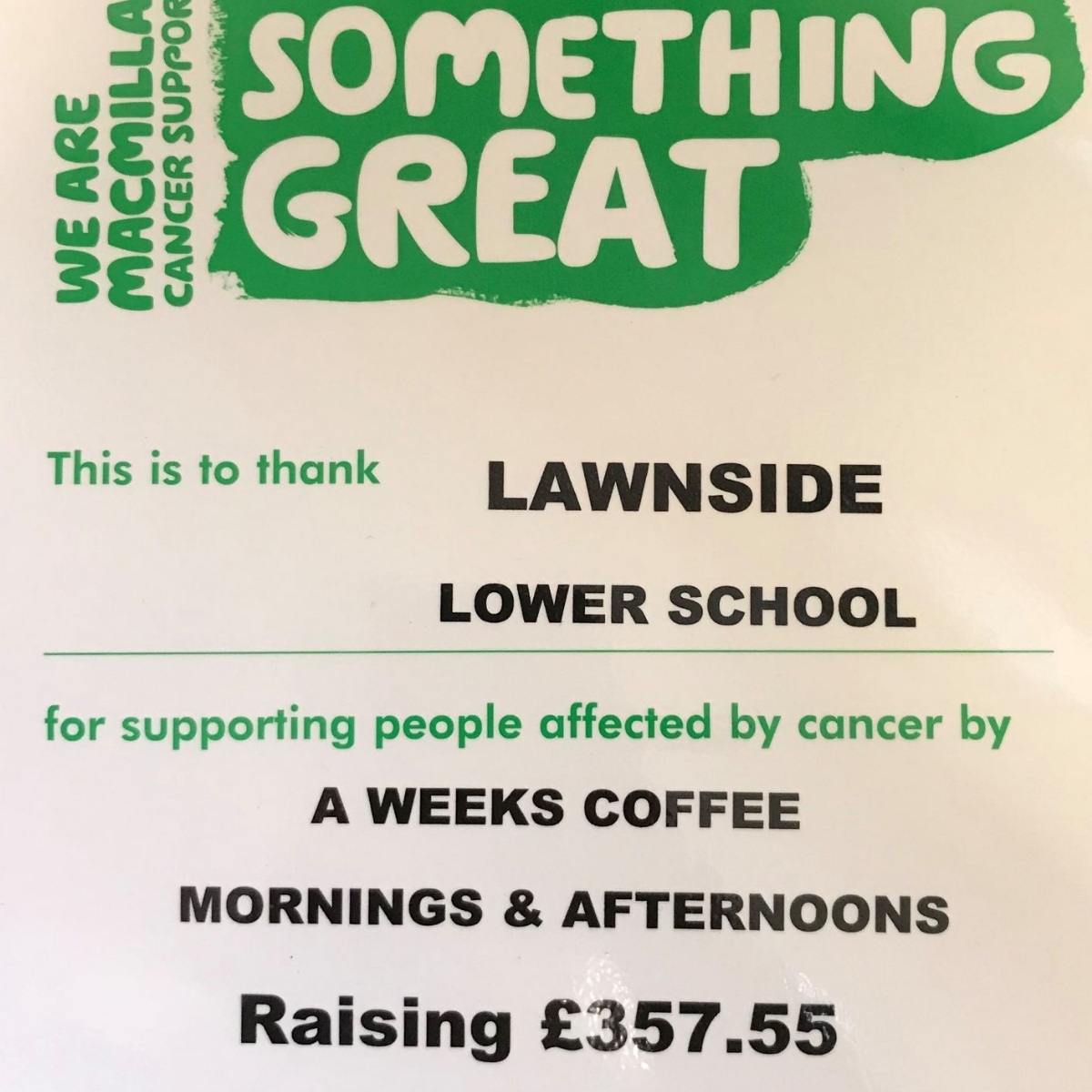 Lawnside Academy - Macmillan Coffee Afternoons